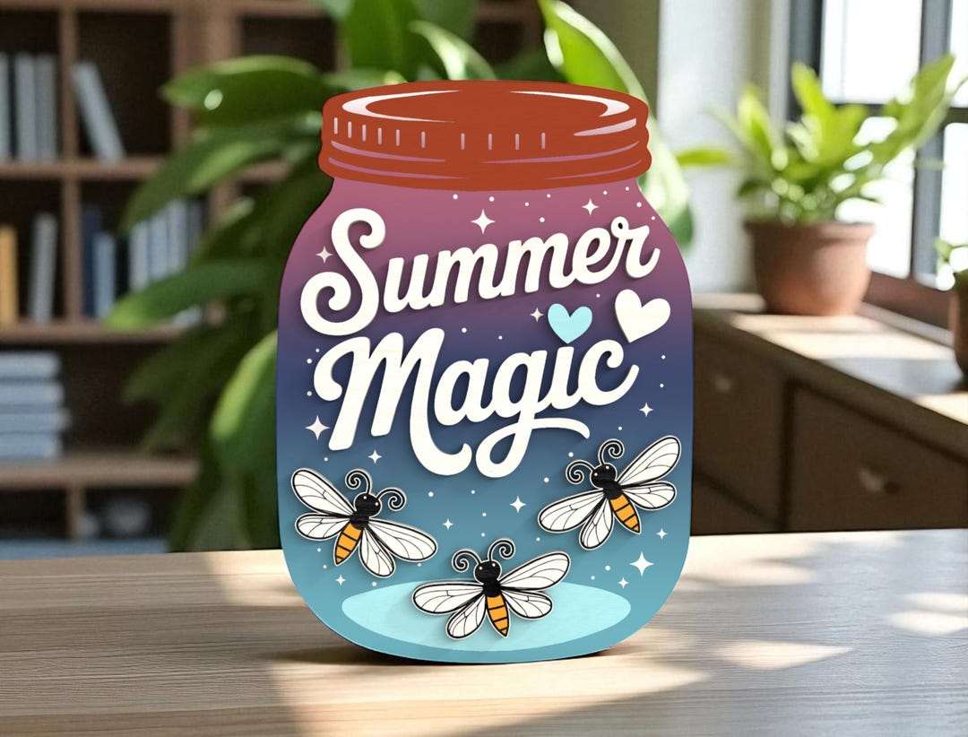 Summer Magic Door Sign | Firefly Mason Jar Wood Sign | Glowing Insect ...