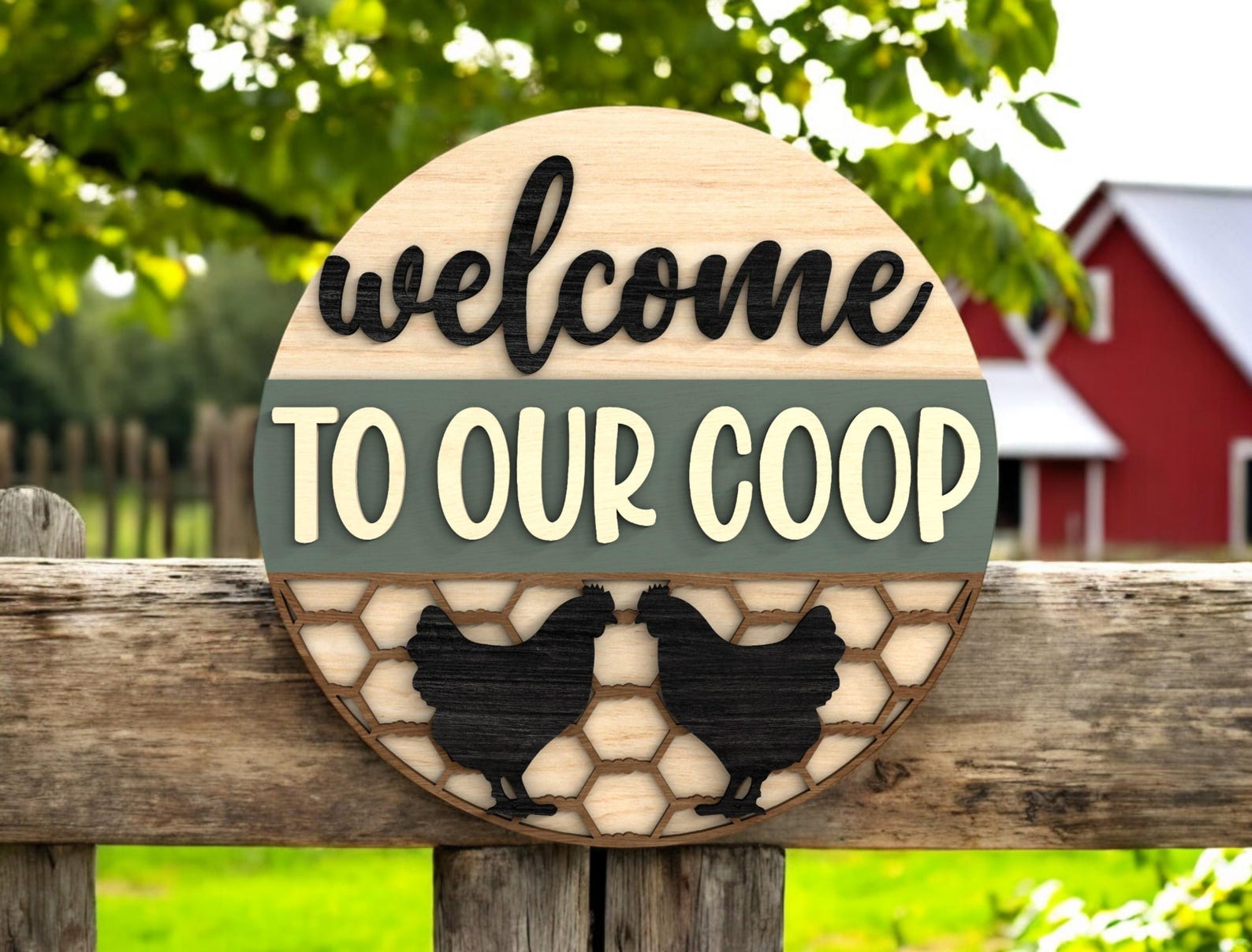 Chicken Coop Sign, Farmhouse Sign, Welcome Sign, Round Chicken Coop ...