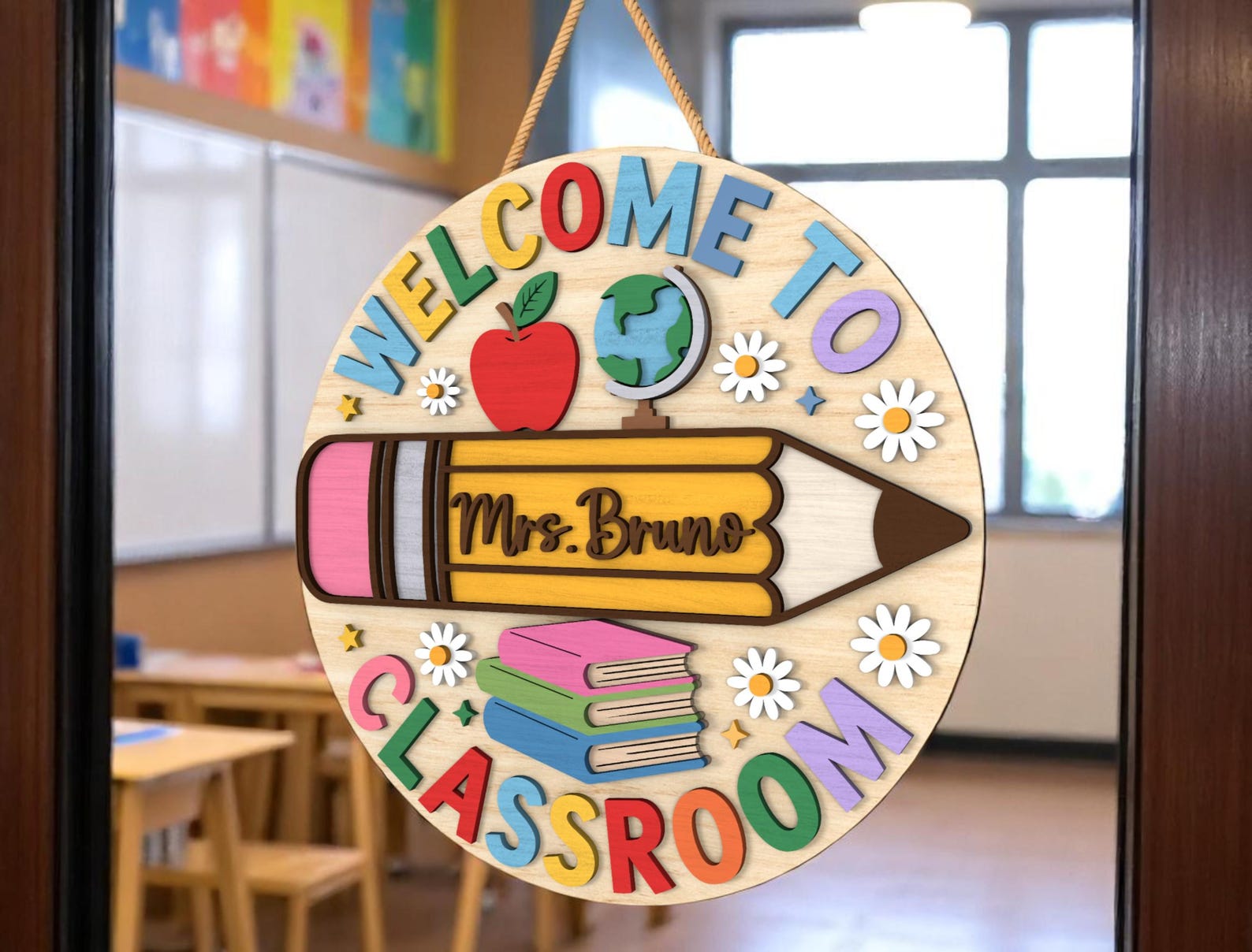 Personalized Teacher Door Hanger, Teacher Door Sign, Classroom Decor ...