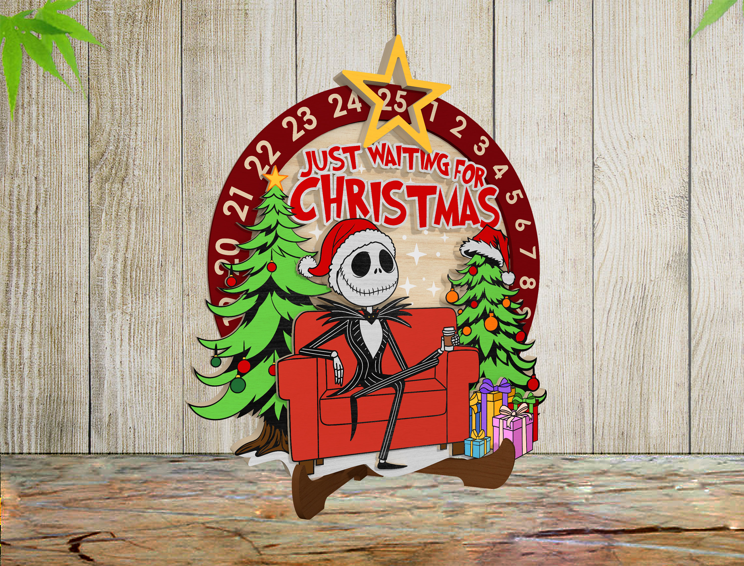 Christmas Countdown Standing Wood Sign Cut File Svg ,cartoon Christmas ...