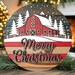 Rustic Farm Red Barn Christmas Door Sign | Striped Wood Round Sign ...