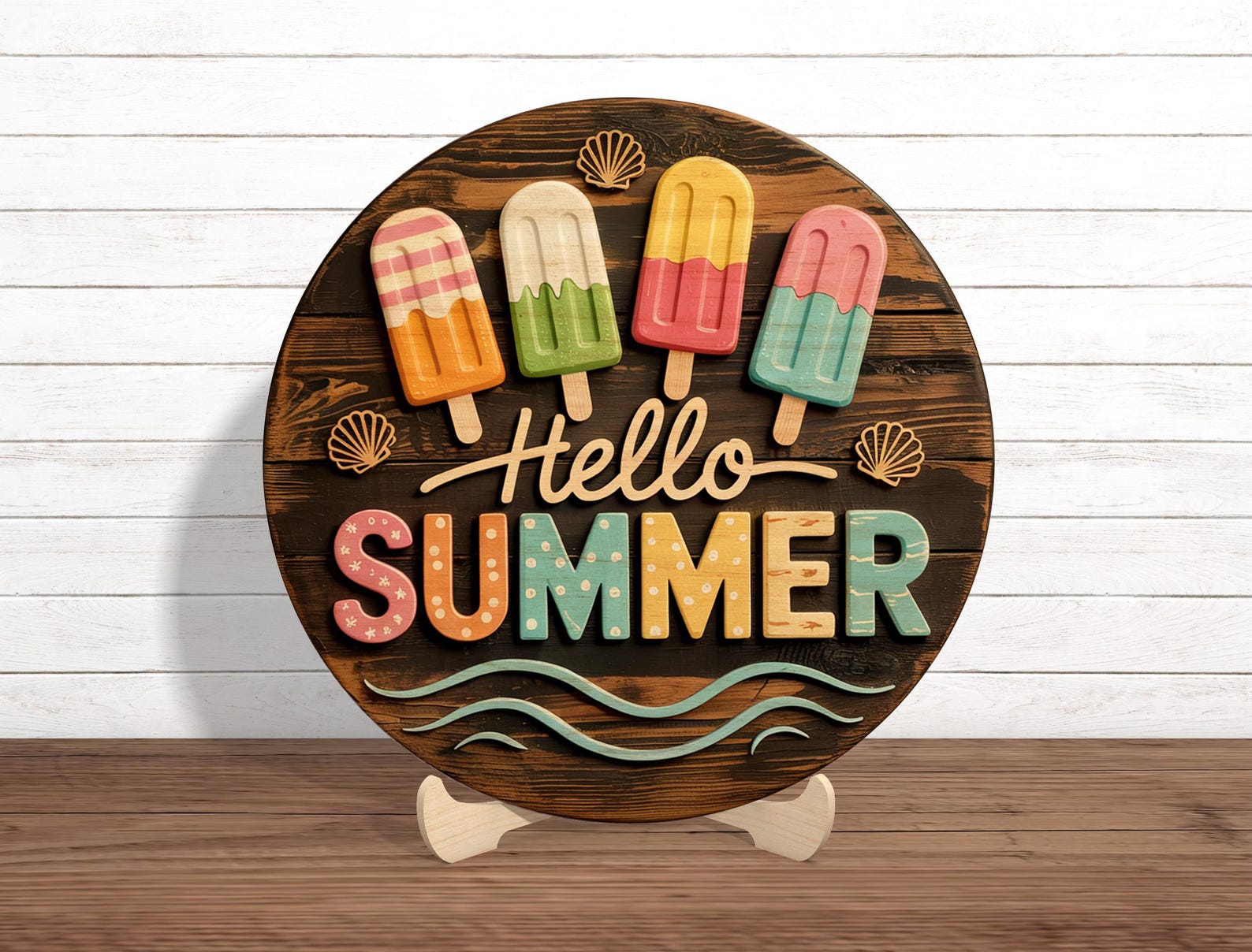 Hello Summer Popsicle Sign – Wooden Summer Door Hanger With Ice Cream ...