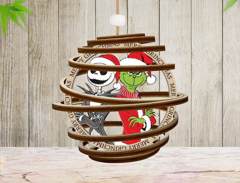 Spiral Grinch Oranment Svg, Merry Grinchmas Lasercut File Svg, Merry ...