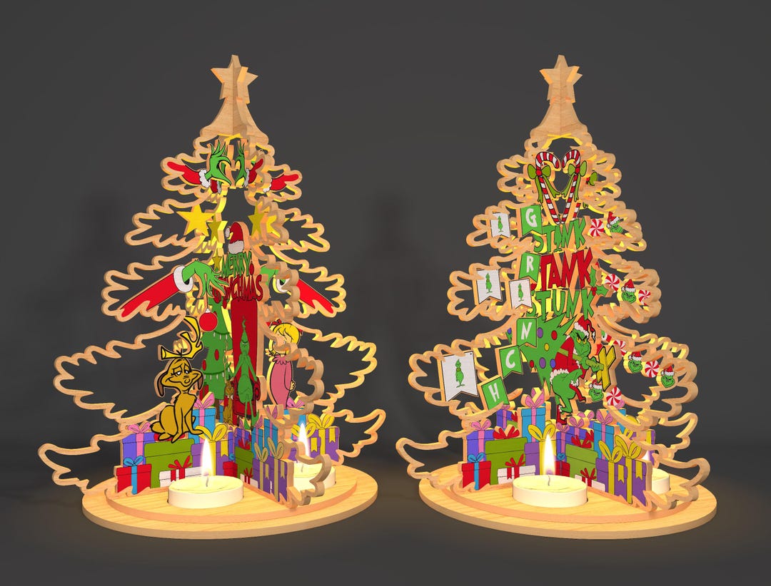 Merry Grinchmas Standing Tree Laser Cut File Svg ,chritmas Characters ...