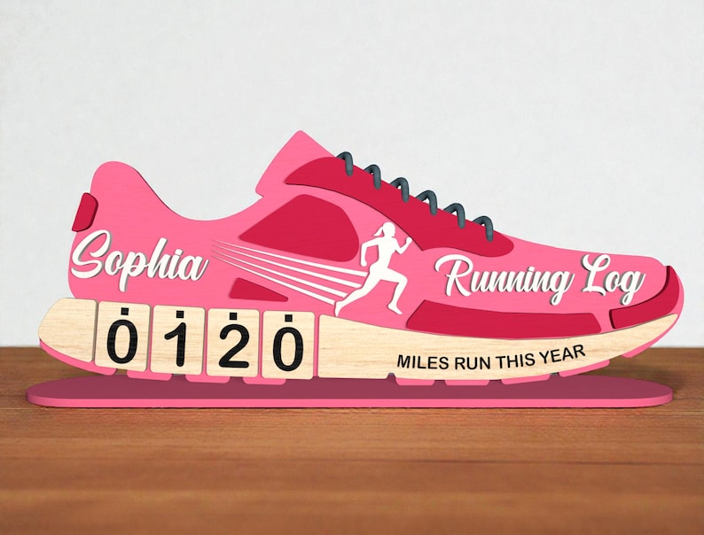 Personalized Running Miles Tracker Sign, Custom Shoe Shelf Decor, Miles ...