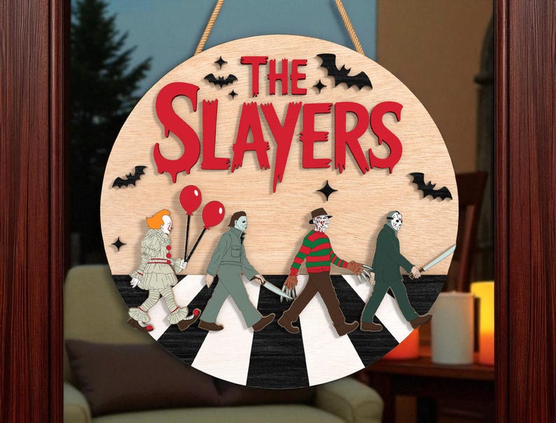 Halloween Door Hanger | Horror Movie Slasher Walk Sign | Movie Killer ...