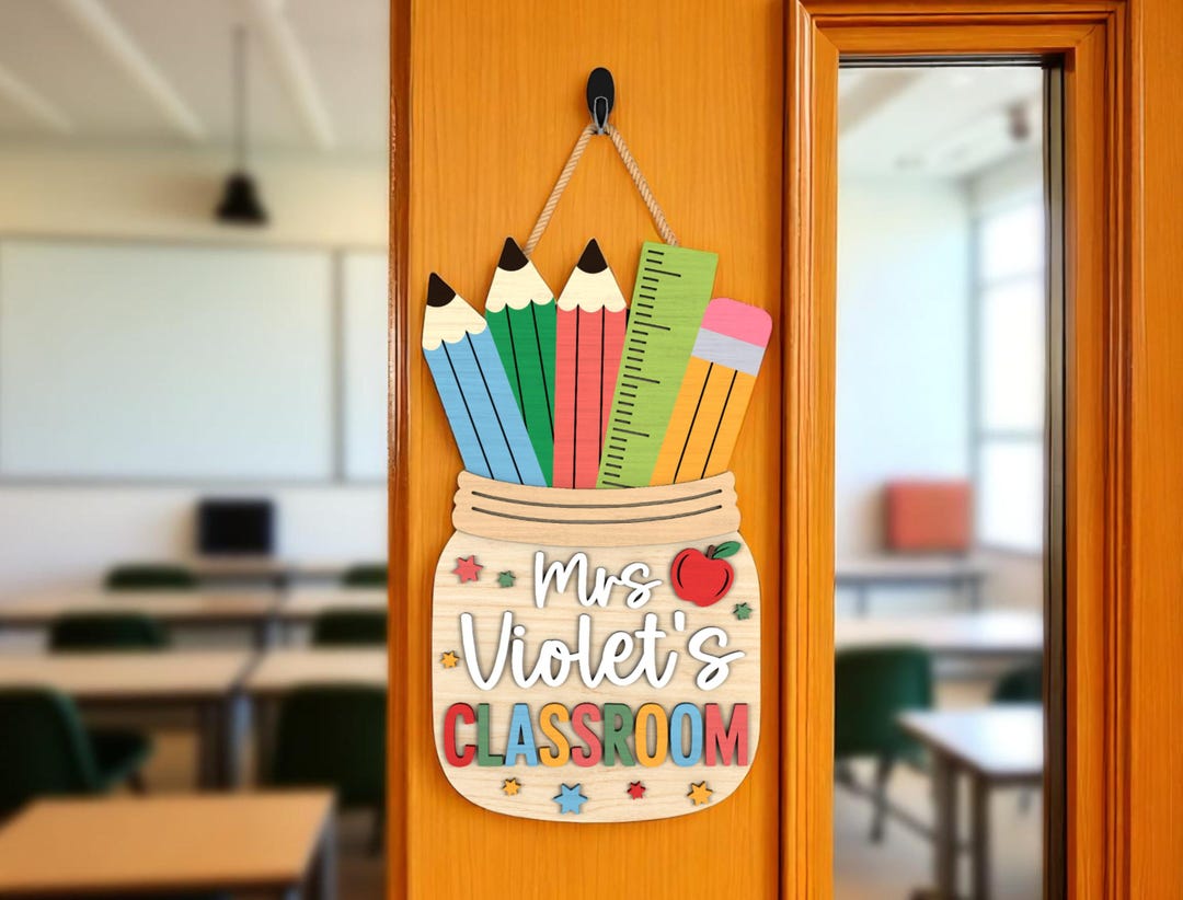 Custom Classroom Door Sign | Pencil Jar Back to School Sign ...