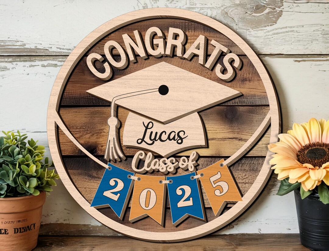 Personalized Graduation Round Sign Class of 2025 | Custom Laser Cut ...