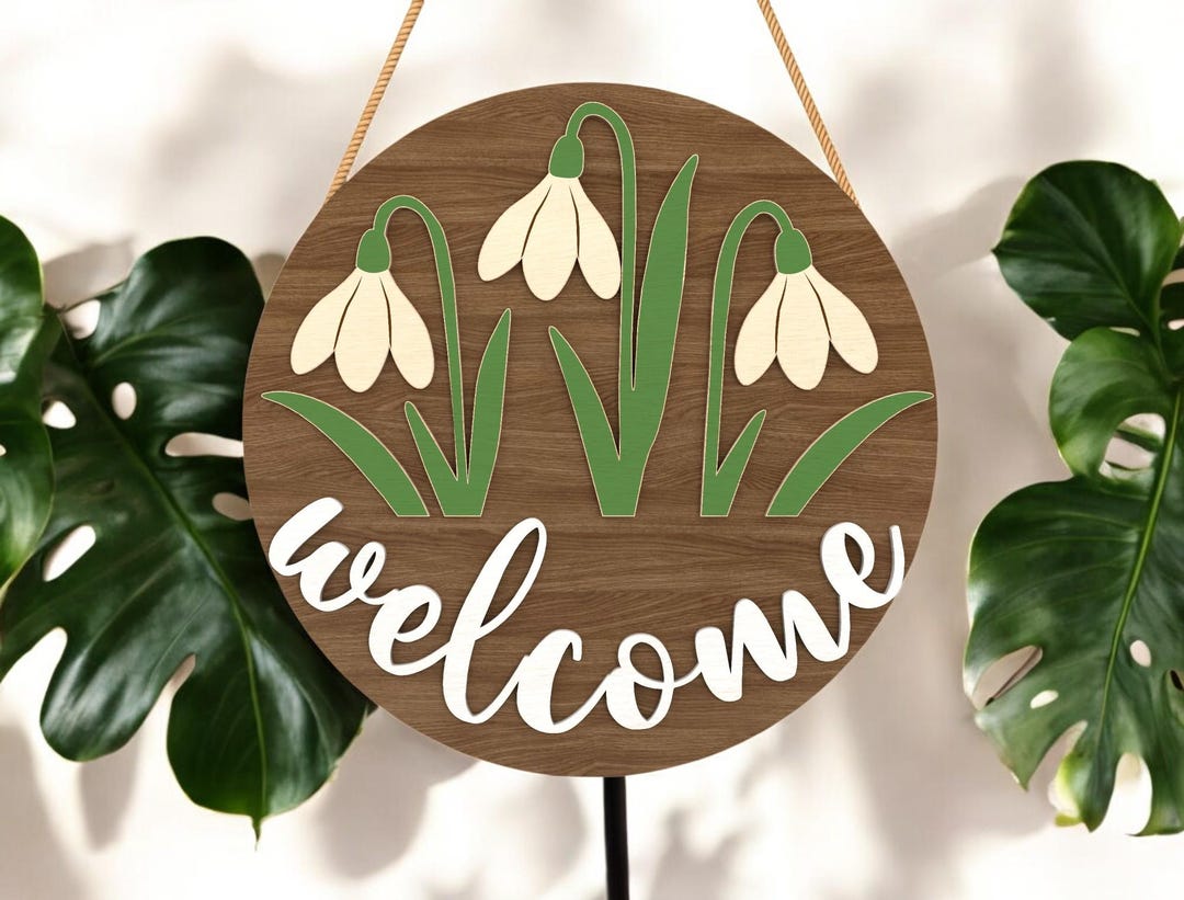 Floral Welcome Sign, Spring Flower Door Sign, Fresh Front Door Sign ...