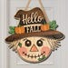 Hello Fall Scarecrow Door Hanger – Wooden Scarecrow Head Welcome Sign ...