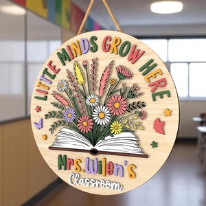 Personalized Classroom Wood Teacher Door Sign | Classroom Teacher Gift ...