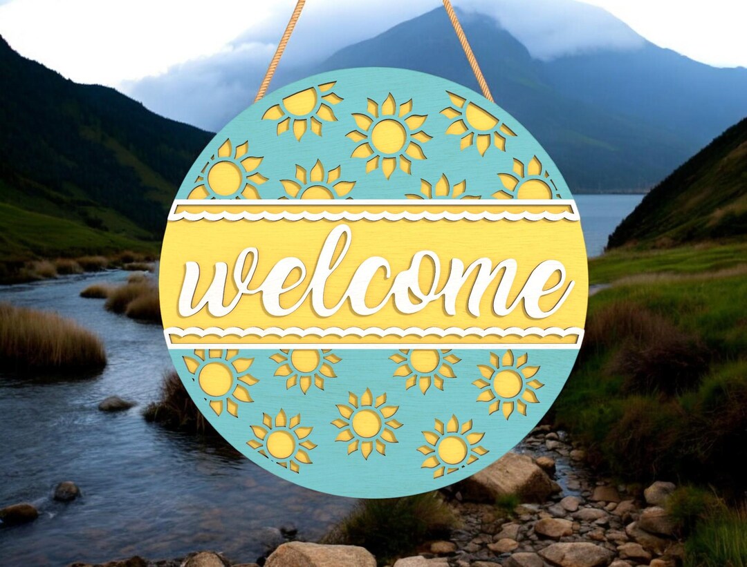 Welcome Summer Door Sign, Layered Sun Door Hanger, Sunshine Beach Porch ...