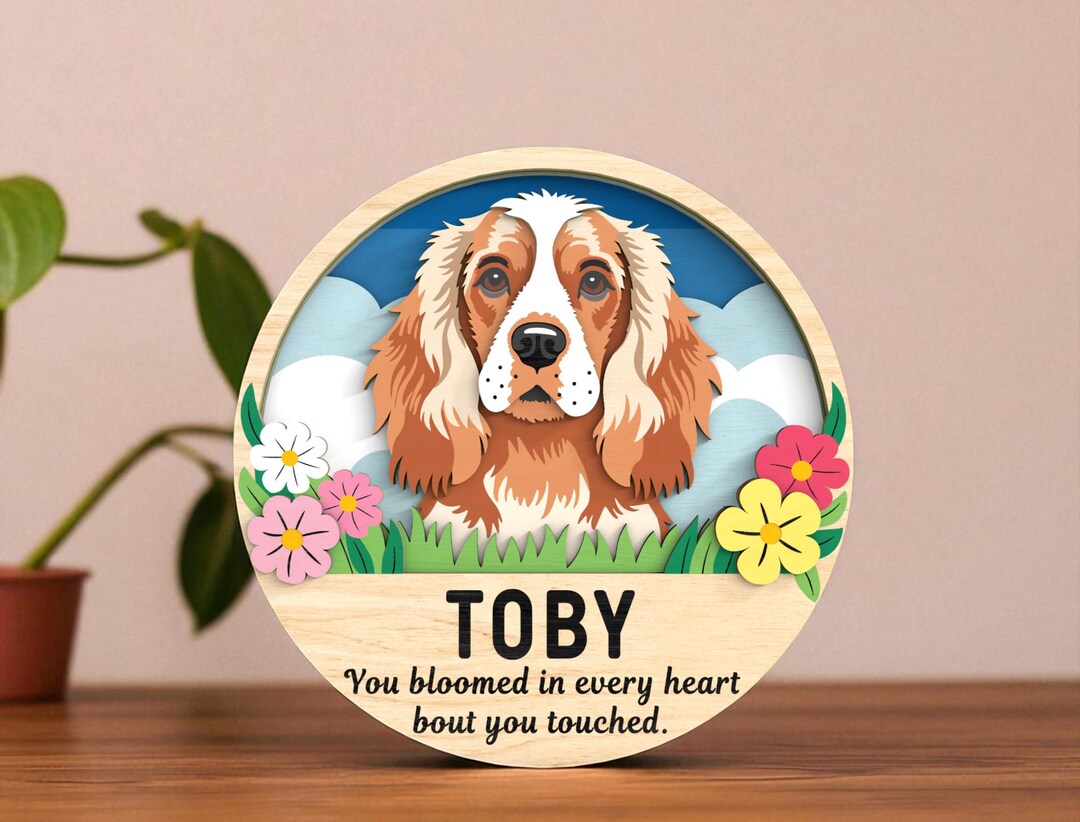 Personalized Cocker Spaniel Memorial Sign | Floral Tribute Dog Sign ...