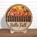 Hello Fall Round Door Sign With Rustic Fence and Autumn Leaves ...