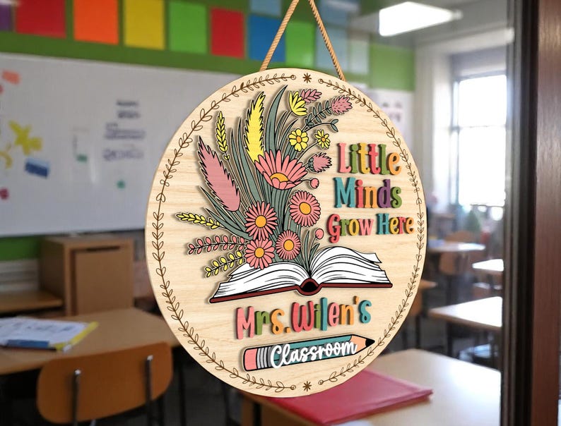 Custom Classroom Door Sign, Classroom Decor, Teacher Wooden Door Sign ...