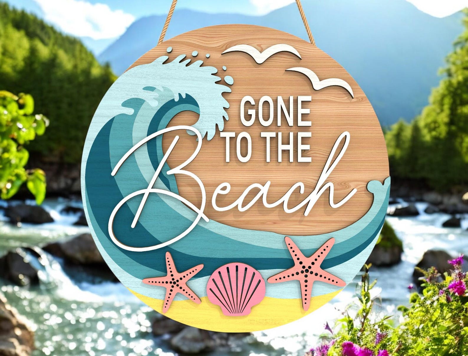 Beach Door Hanger, Beach Front Door Decor, Gone to the Beach Door Sign ...