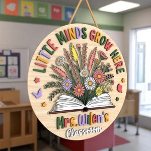 Personalized Classroom Wood Teacher Door Sign | Classroom Teacher Gift ...