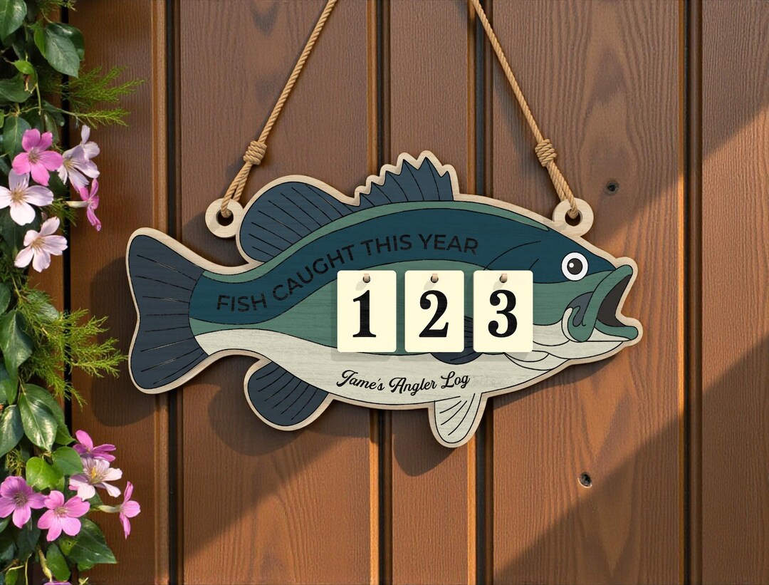 Custom Angler Log Wall Decor, Personalized Fishing Tracker Wooden Door ...