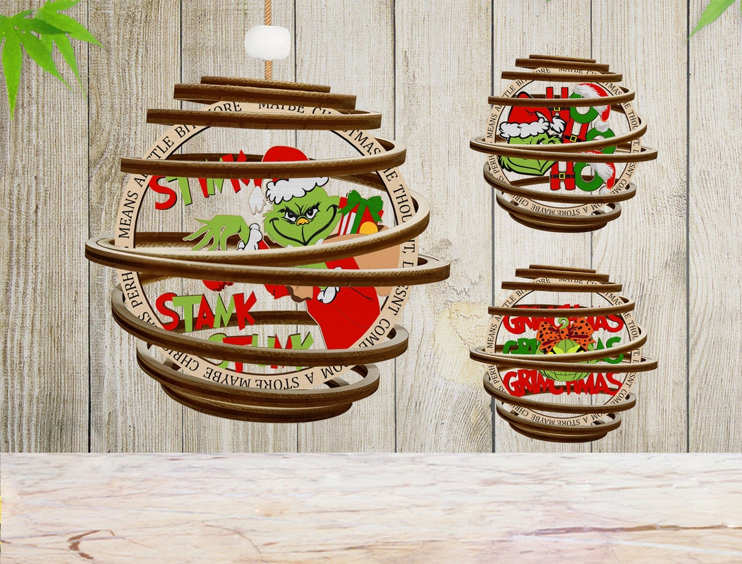 3D Spiral Grinch Ornament Laser Cut Svg,christmas Ornament Svg ...