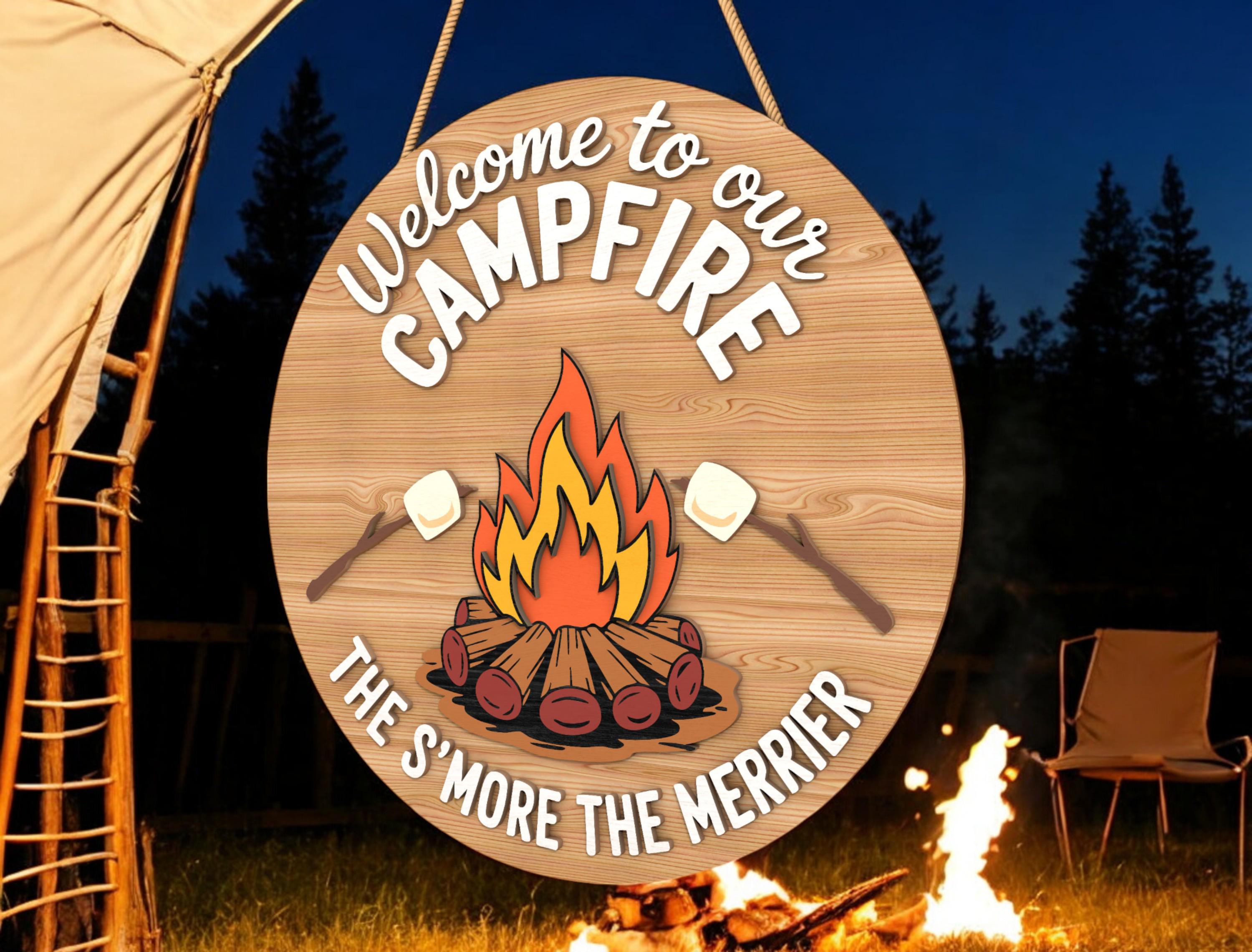 Welcome to Our Campfire Sign, Campfire Decor, Camping Sign, Outdoor ...