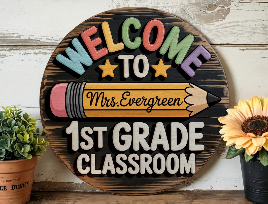 1st Grade Classroom Welcome Sign | Personalized Teacher Door Hanger ...