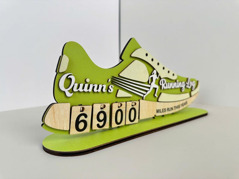 Personalized Running Miles Tracker Sign, Custom Shoe Shelf Decor, Miles ...