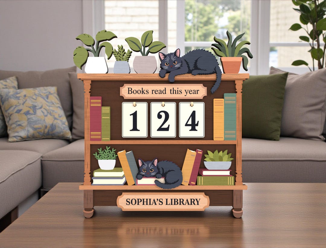 Personalized Wooden Book Tracker Sign, Books Read This Year Counter ...