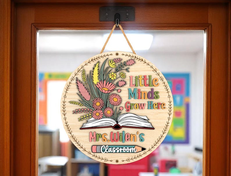 Custom Classroom Door Sign, Classroom Decor, Teacher Wooden Door Sign ...