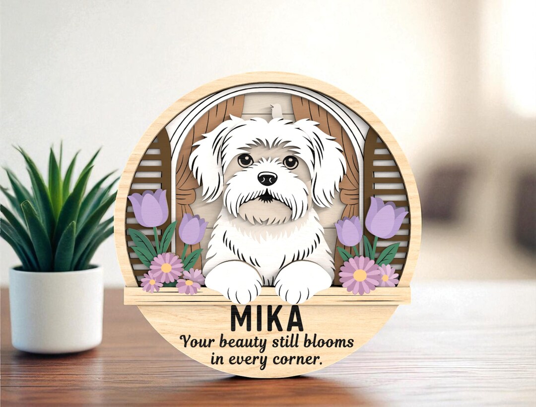 Personalized Maltese Dog Memorial Sign | White Pup in Window With ...