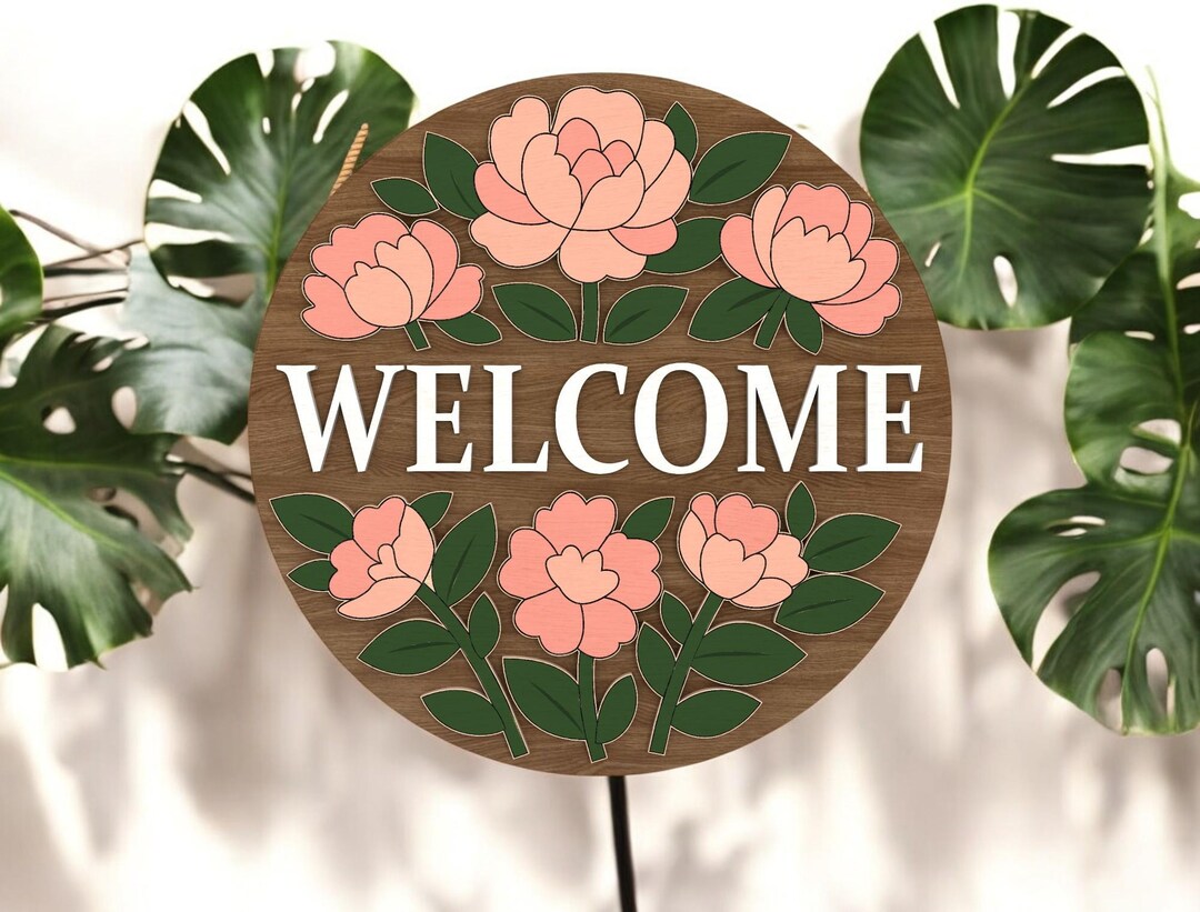Elegant Welcome, Peony Door Sign, Floral Welcome Sign, Spring Flower ...