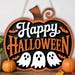 Happy Halloween Ghost Door Sign | Spooky Pumpkin Shaped Halloween Decor ...