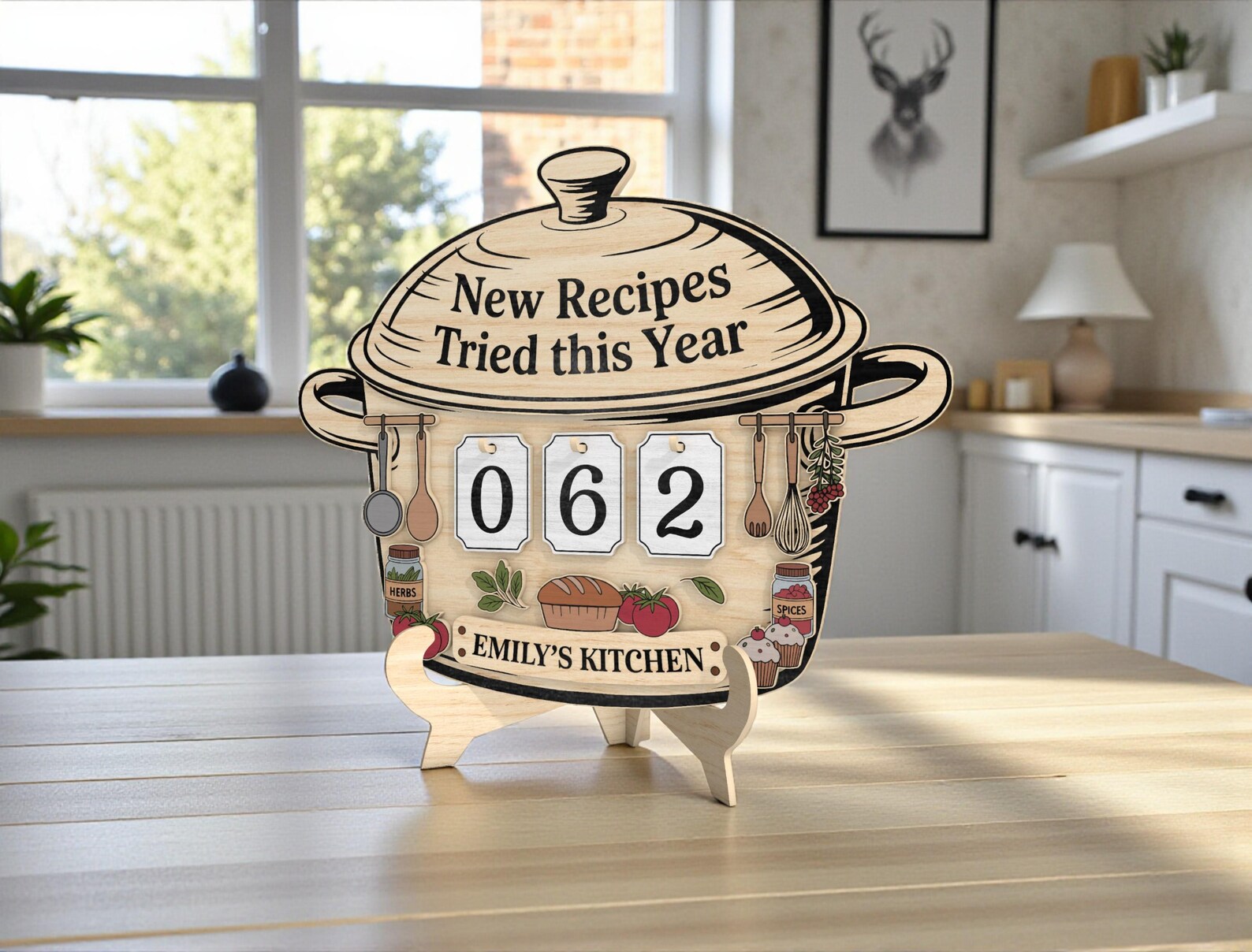 Personalized Wooden Recipe Tracker Sign, New Recipes Tried This Year ...