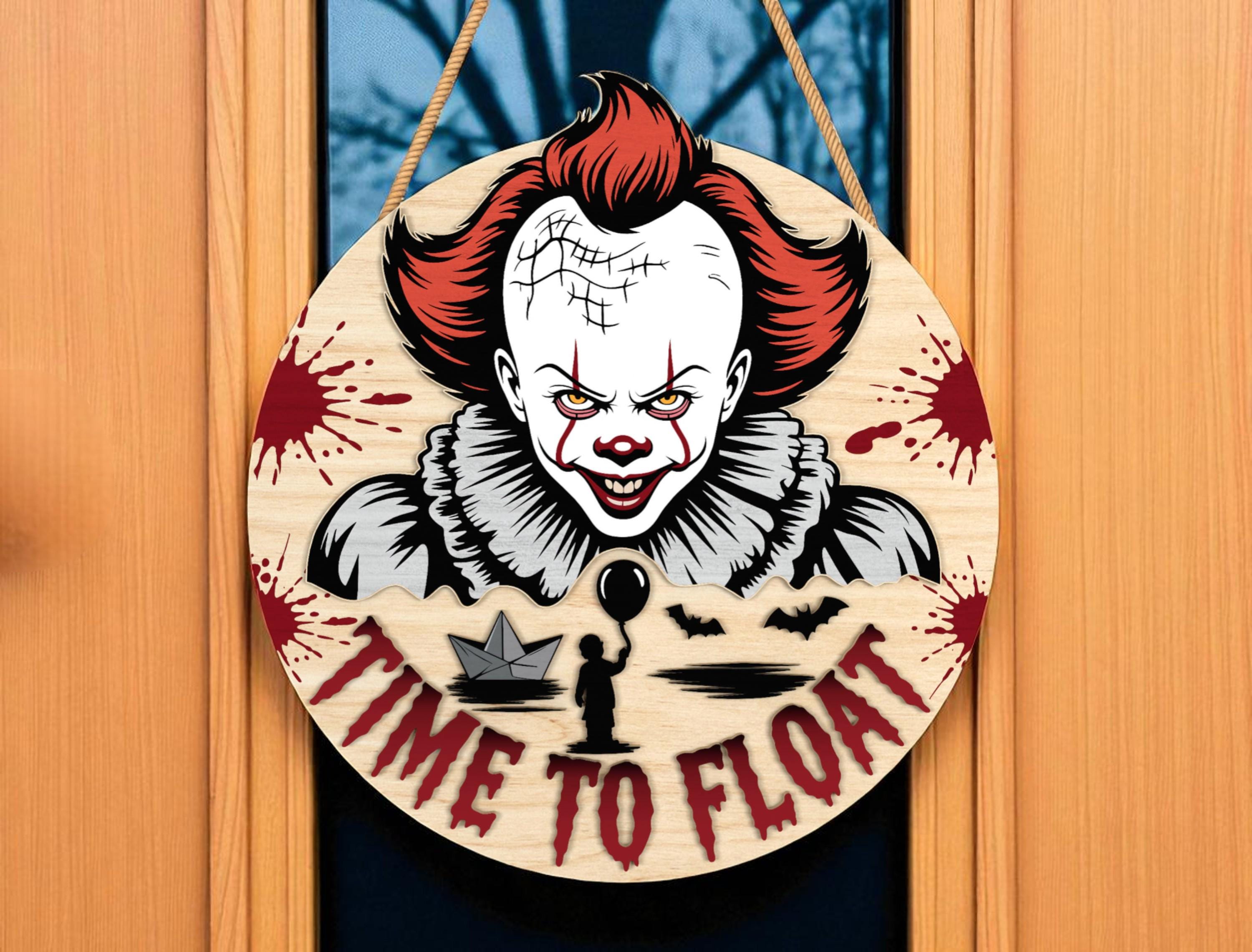 Halloween Door Hanger | Creepy Clown Face With Red Balloon | Time to ...