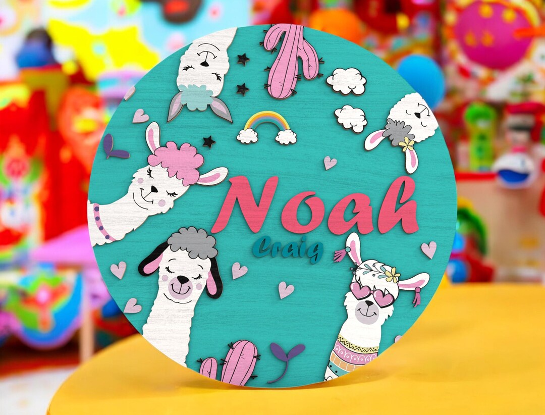 Custom Llama Desk Name Plate Wedge, Personalized Alpaca Farmhouse ...