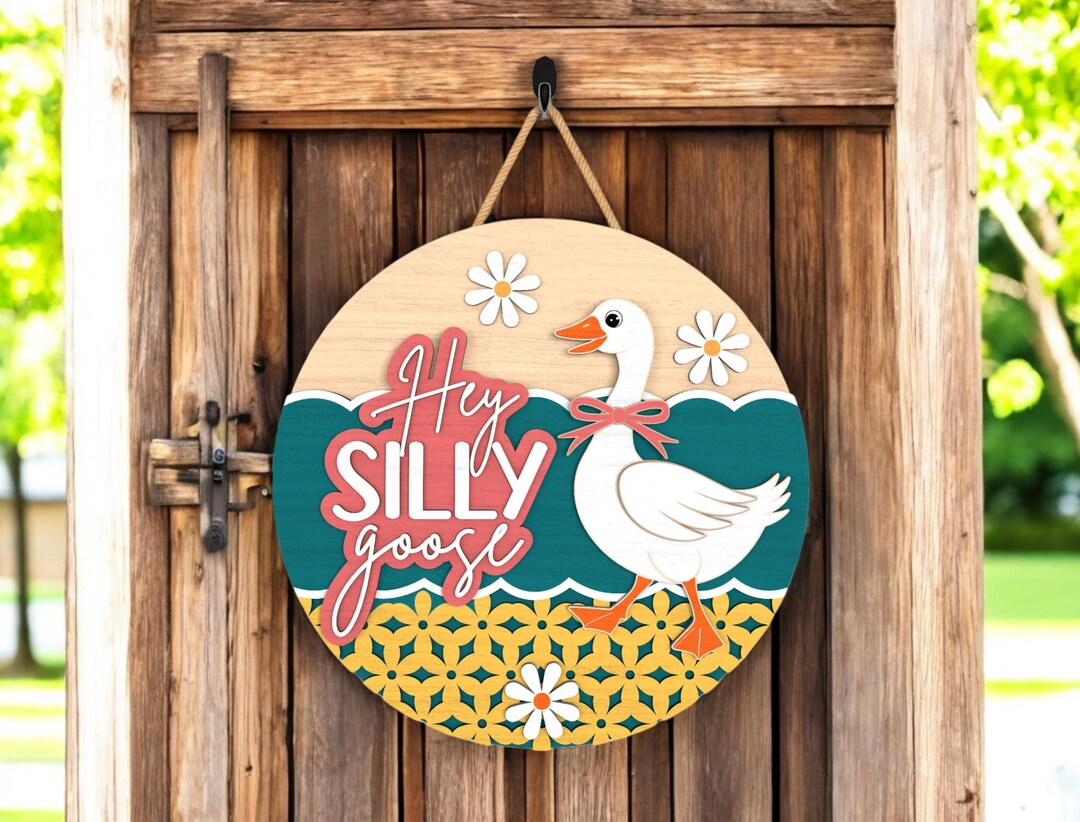 Hey Silly Goose Door Sign, Funny Goose Porch Decor, Daisy Farmhouse ...