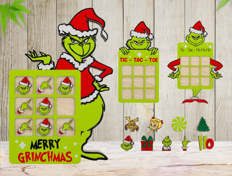 Christmas Tic Tac Toe Laser Cut File Svg ,grinchmas Christmas Tic Tac ...