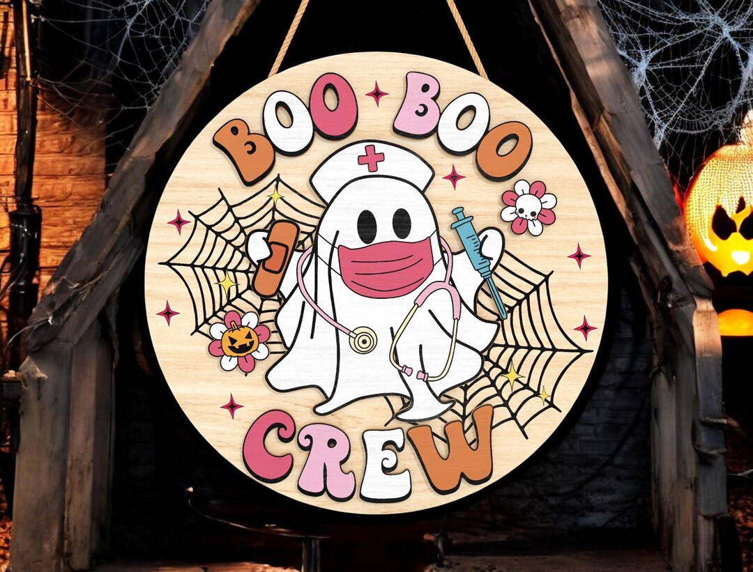 Boo Boo Crew Halloween Nurse Sign | Ghost Nurse Door Hanger | Funny ...