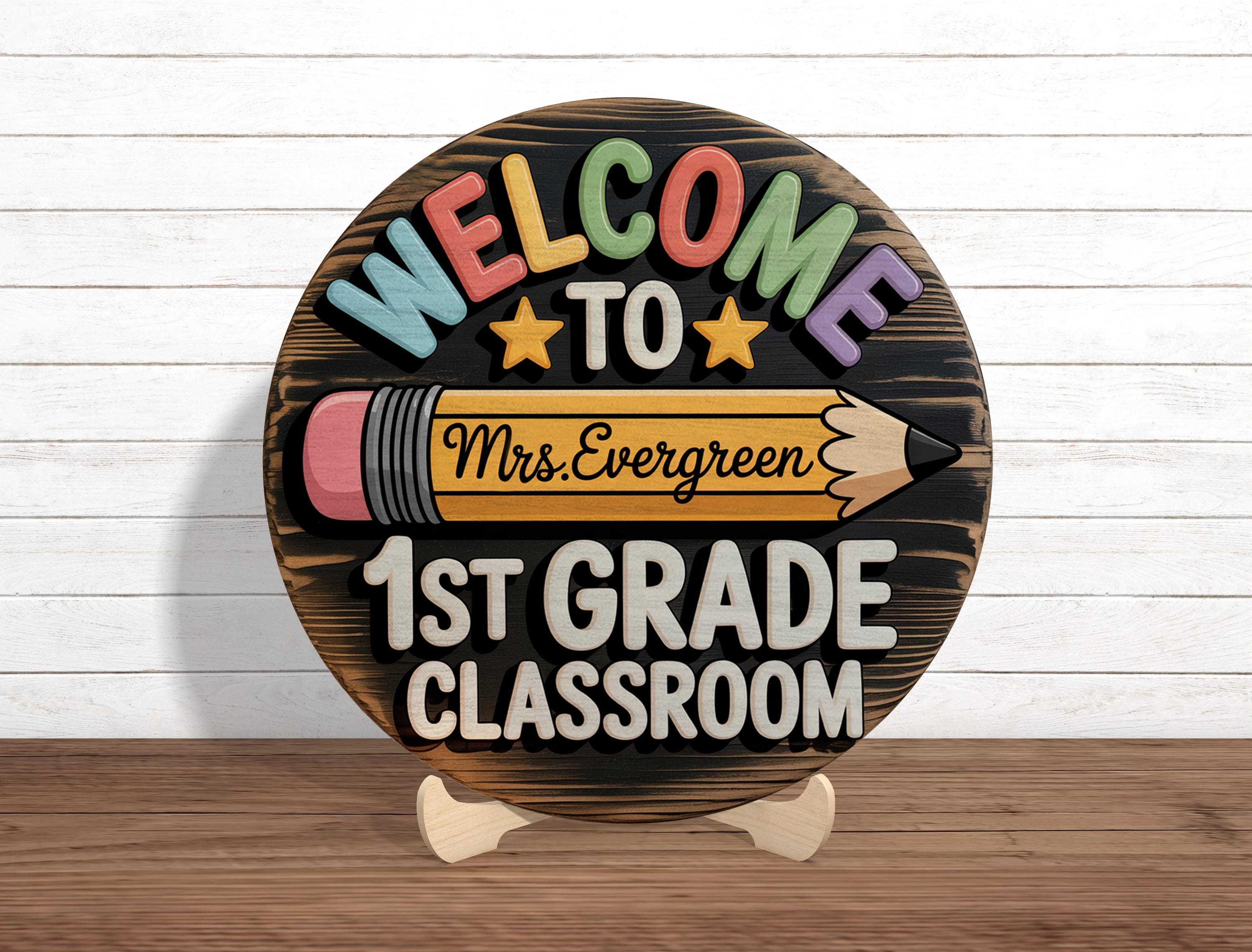 1st Grade Classroom Welcome Sign | Personalized Teacher Door Hanger ...