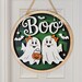 BOO Ghost Door Sign – Cute Halloween Wooden Wall Decor – Round Ghost ...