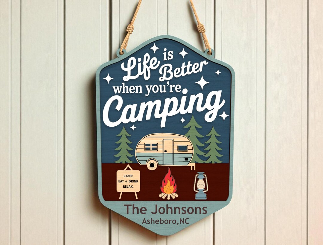 Personalized Camping Door Sign | Life is Better Camper Sign | Custom ...