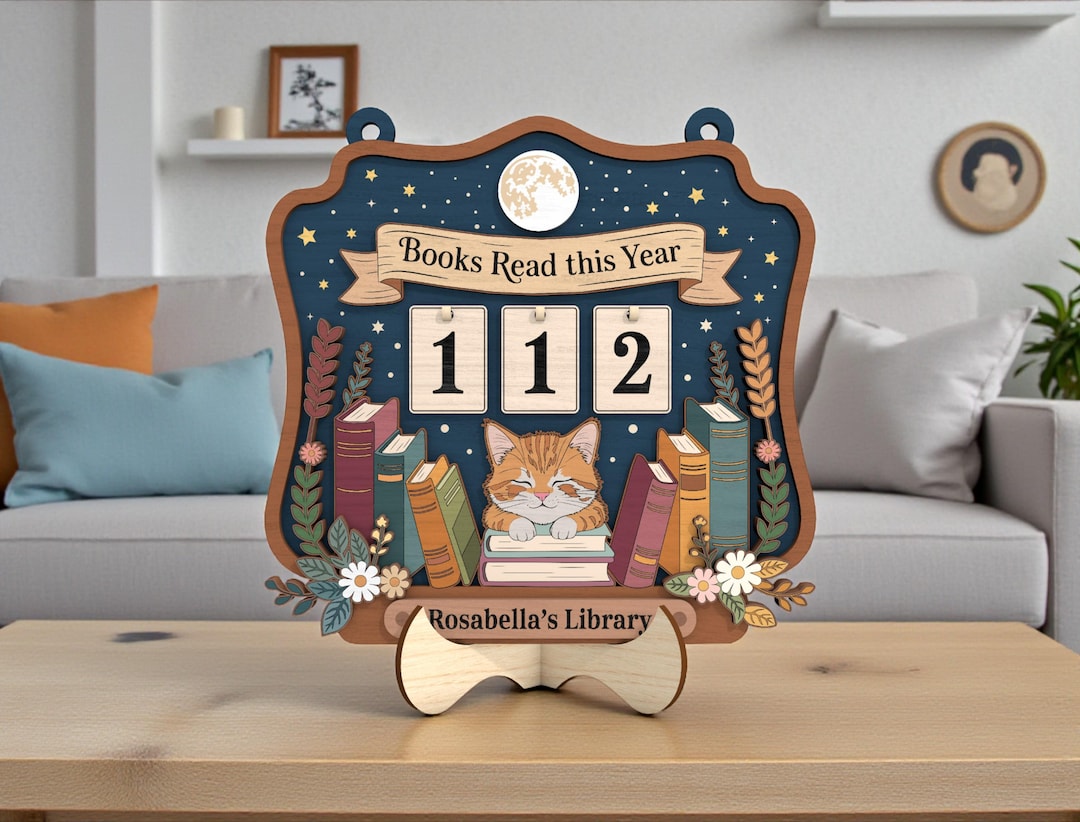 Personalized Book Tracker Wood Sign, Reading Goal Tracker Display ...
