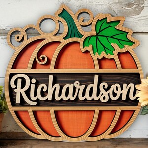 Personalized Pumpkin Family Name Sign | Custom Fall Decor | Layered ...