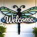 Welcome Dragonfly Sign With Pastel Wings | Summer Door Hanger | Wooden ...