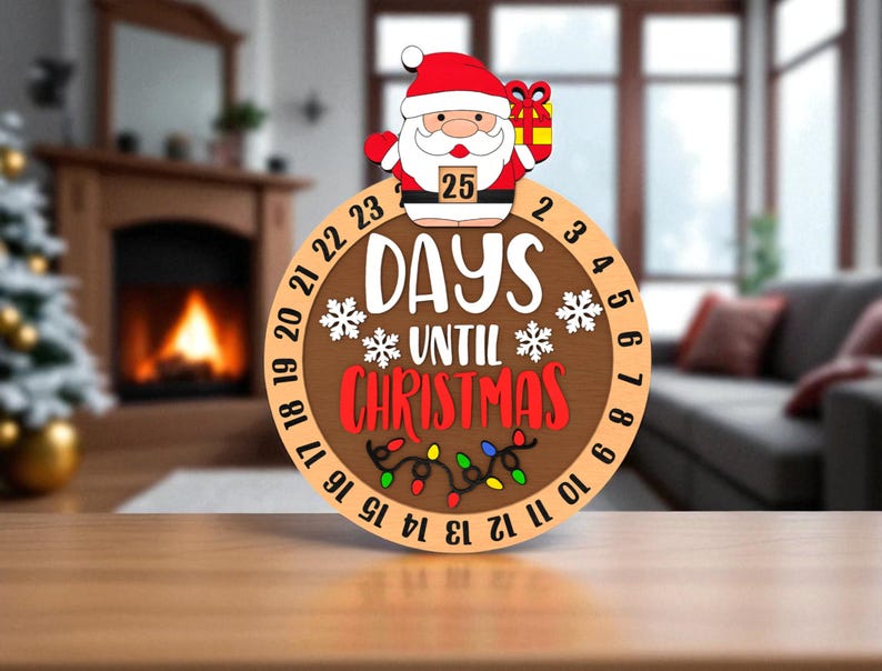 Christmas Countdown Sign | Santa Claus Days Until Christmas Decor ...