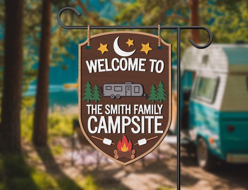 Custom Family Campsite Sign – Personalized RV Camping Welcome Sign With ...
