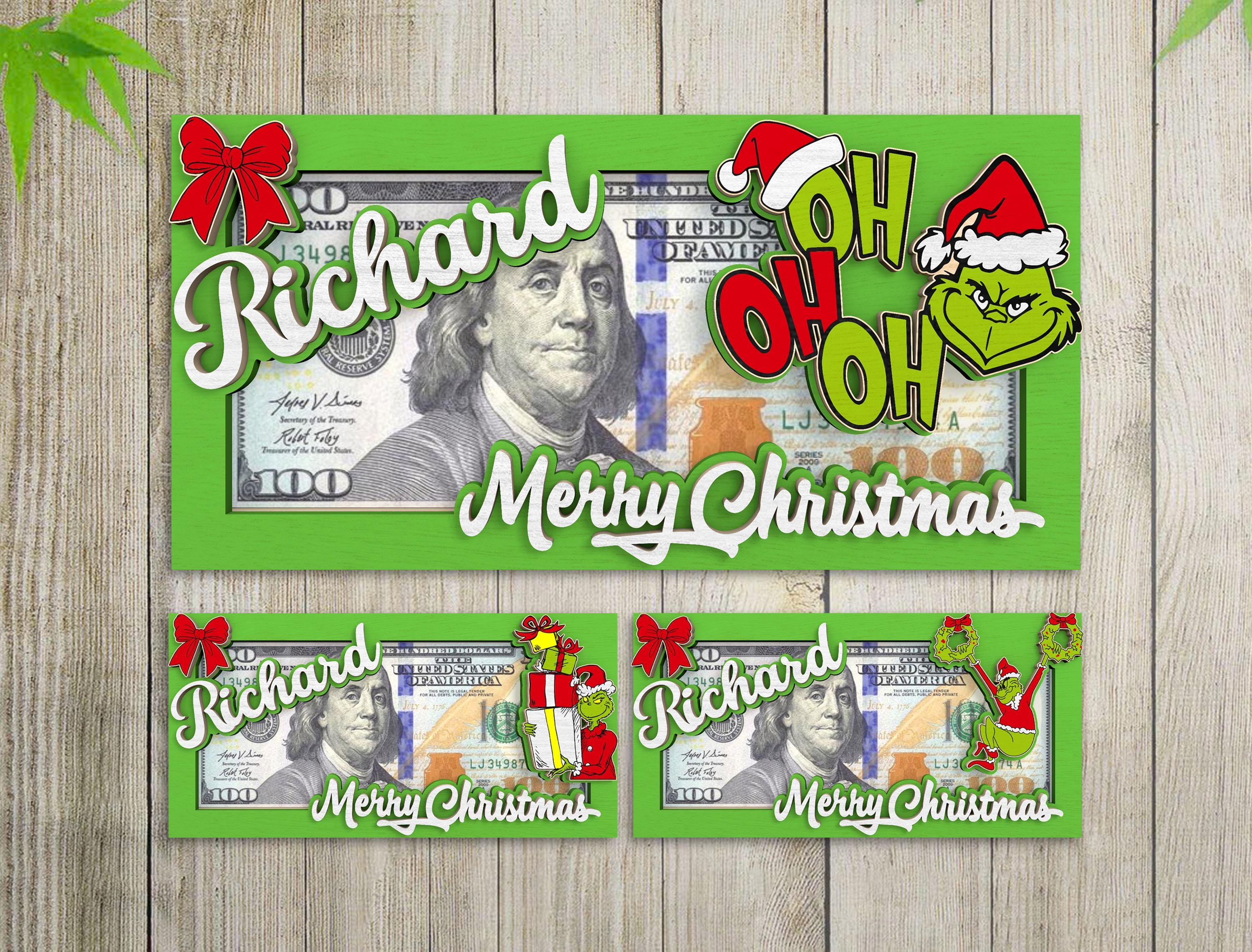 Personalized Grinchmas Money Holder Svg, Merry Christmas Money Holder ...
