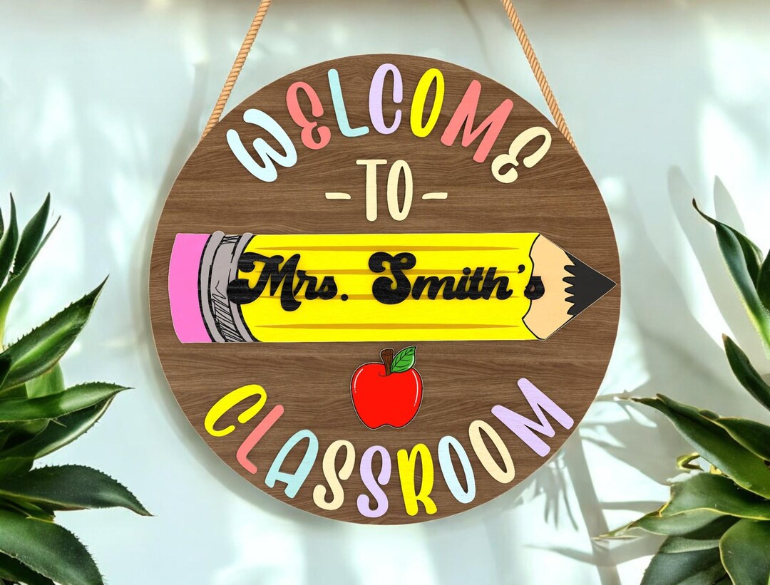 Personalized Teacher Welcome Sign , Pastel Pencil Classroom Decor ...