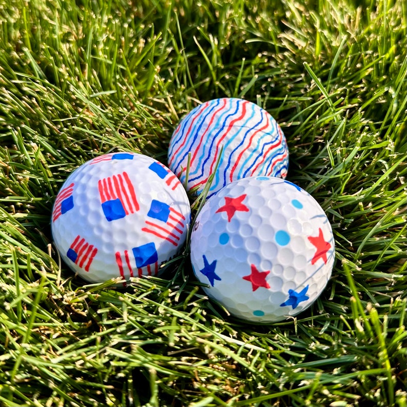 Hand Painted/drawn Patriotic America Themed Golf Ball Set-unique Gift ...