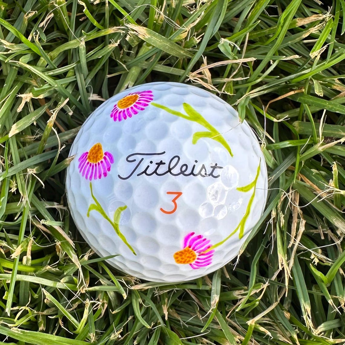Hand Painted/drawn Flower Themed Golf Ball Set-unique Gift for Golfers ...