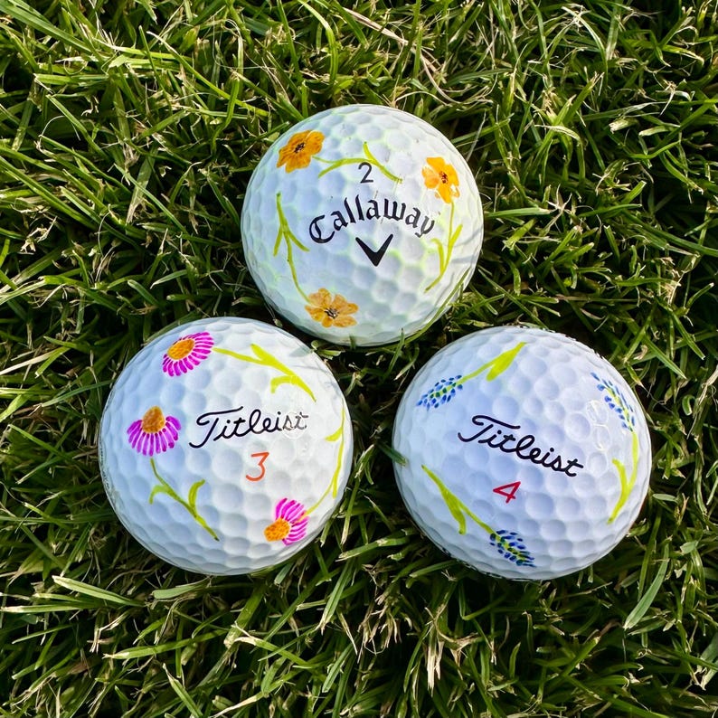 Hand Painted/drawn Flower Themed Golf Ball Set-golf Gift for Golfers ...